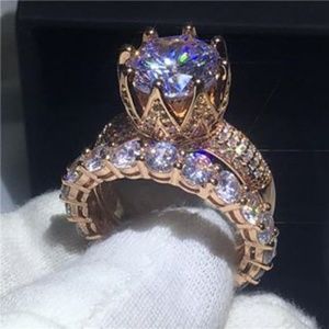 Jewelry | 4 Carat Rose Gold Filled And Sim Diamond Ring Set | Poshmark